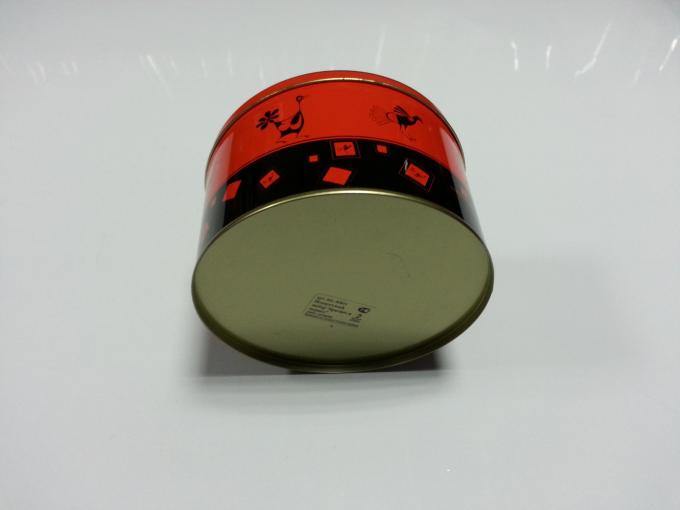 Red Colored Food Grade Tin Containers / Cylindroid Tinplate Can