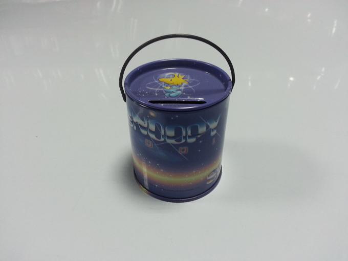 Tinplate Tin Coin Box / Cylindroid Metal Tin Container For Money Saving