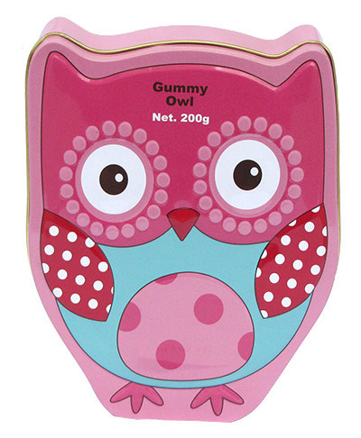Gummy Owl Tin Container With Embossment , Food Grade Metal Box ,Looks ...