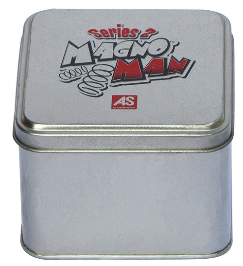 Magno Man Mini Tin Cans With Sliver Body And Printed Cover , Square Tin ...