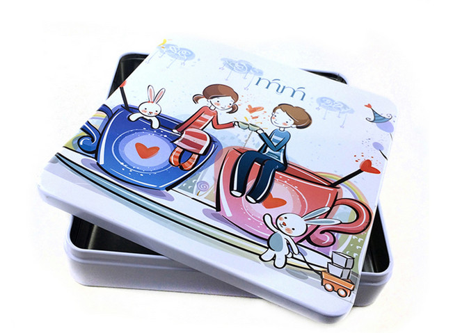 Square Promotional Tin Cans For Facial Mask Packaging , Small Tin ...