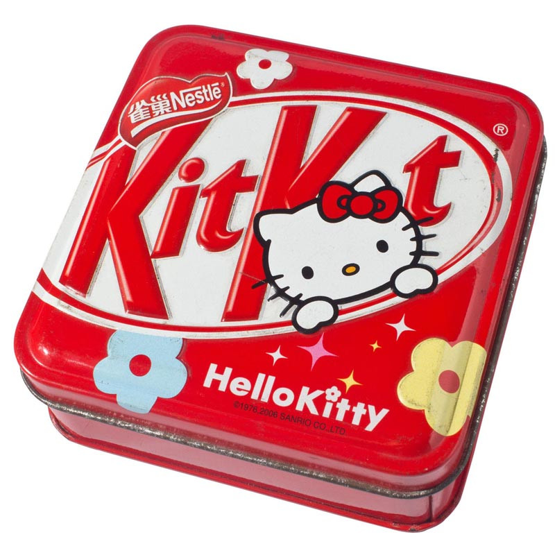 Red Hello Kitty Metal Tin Container Box Square Shape For Candy And Food ...