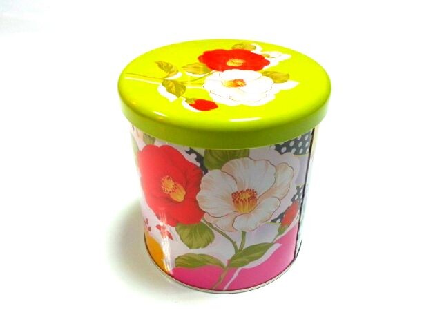 Colorful Cartoon Tea Tin Containers Cylindroid With Cover Nourishment Can