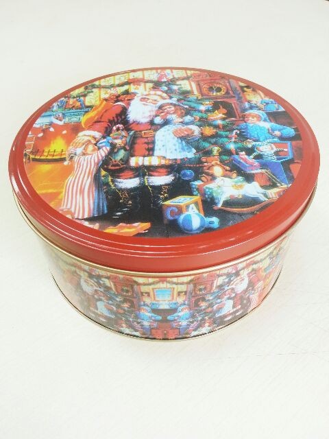 Christmas Candy Tin Storage Containers Tinplate With Cover / Lid