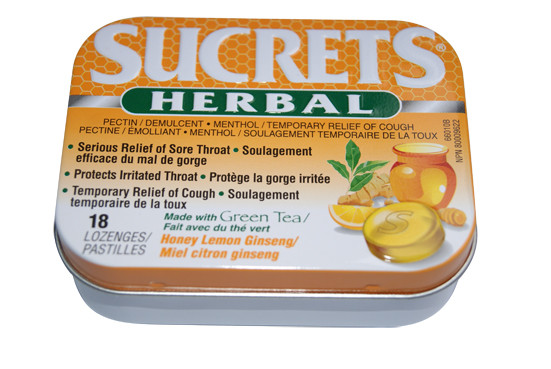 SUCRETS Candy Tin Container , Small Mints Box With Embossing On Lid